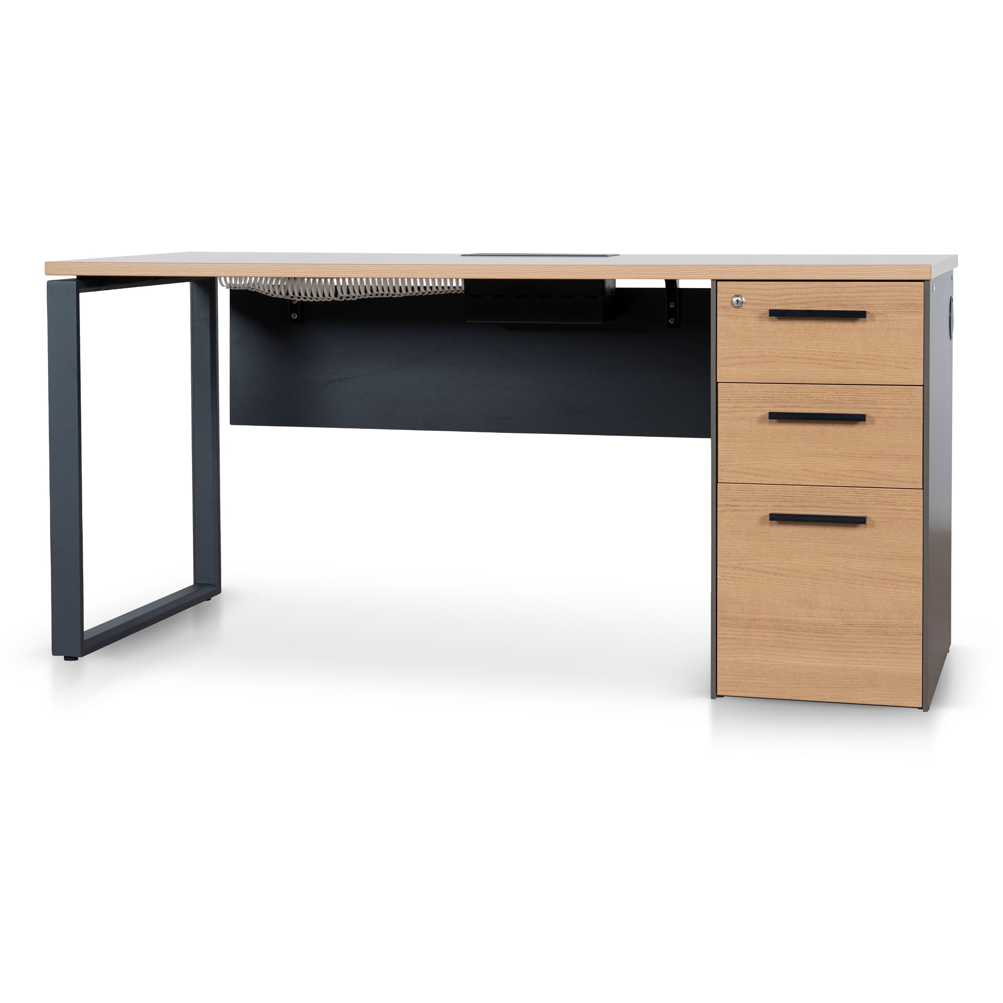 1.6m Single Seater Natural Office Desk - Black Legs | House of Isabella AU