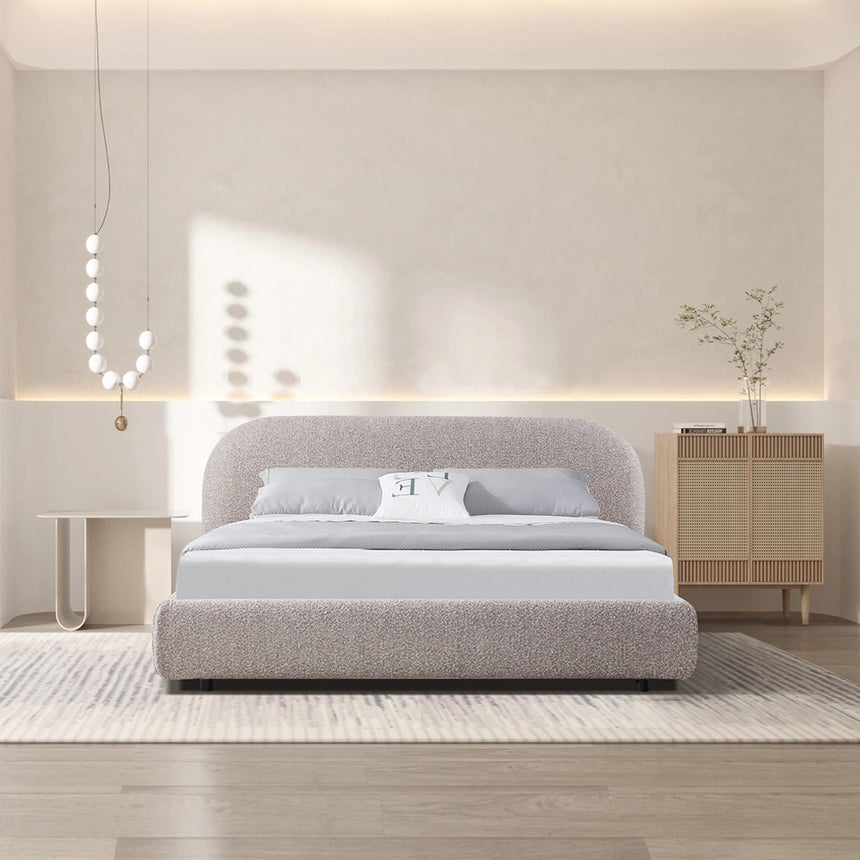 King Bed Frame - Sand Boucle | House of Isabella AU