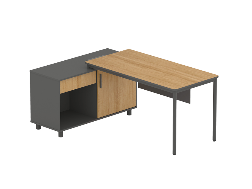 1.75m Left Return Natural Office Desk - Charcoal Base | House of ...