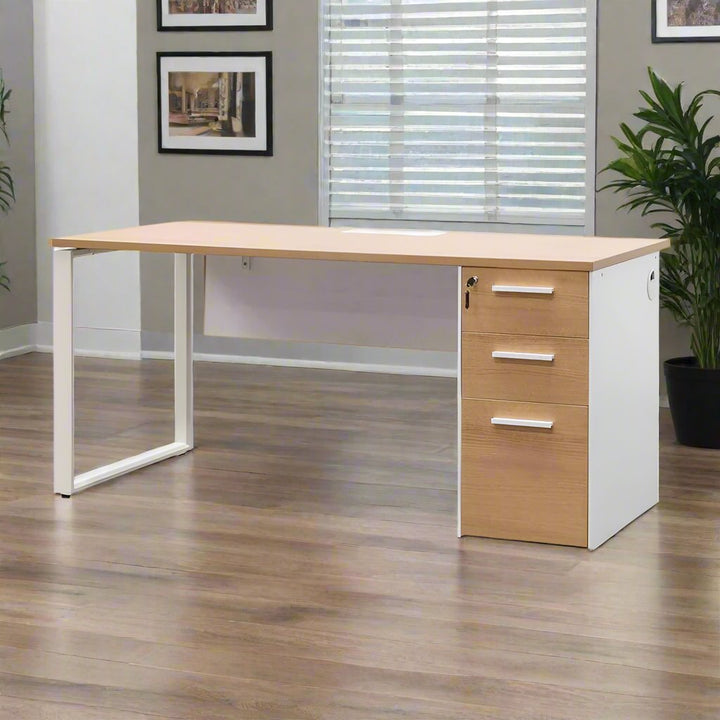 1 Seater Office Desk - Natural and White | House of Isabella AU